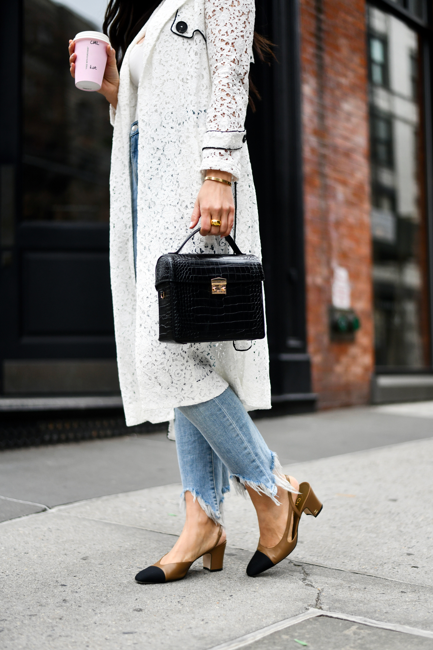 A White Lace Trench Coat & A Spring Outfit - With Love From Kat