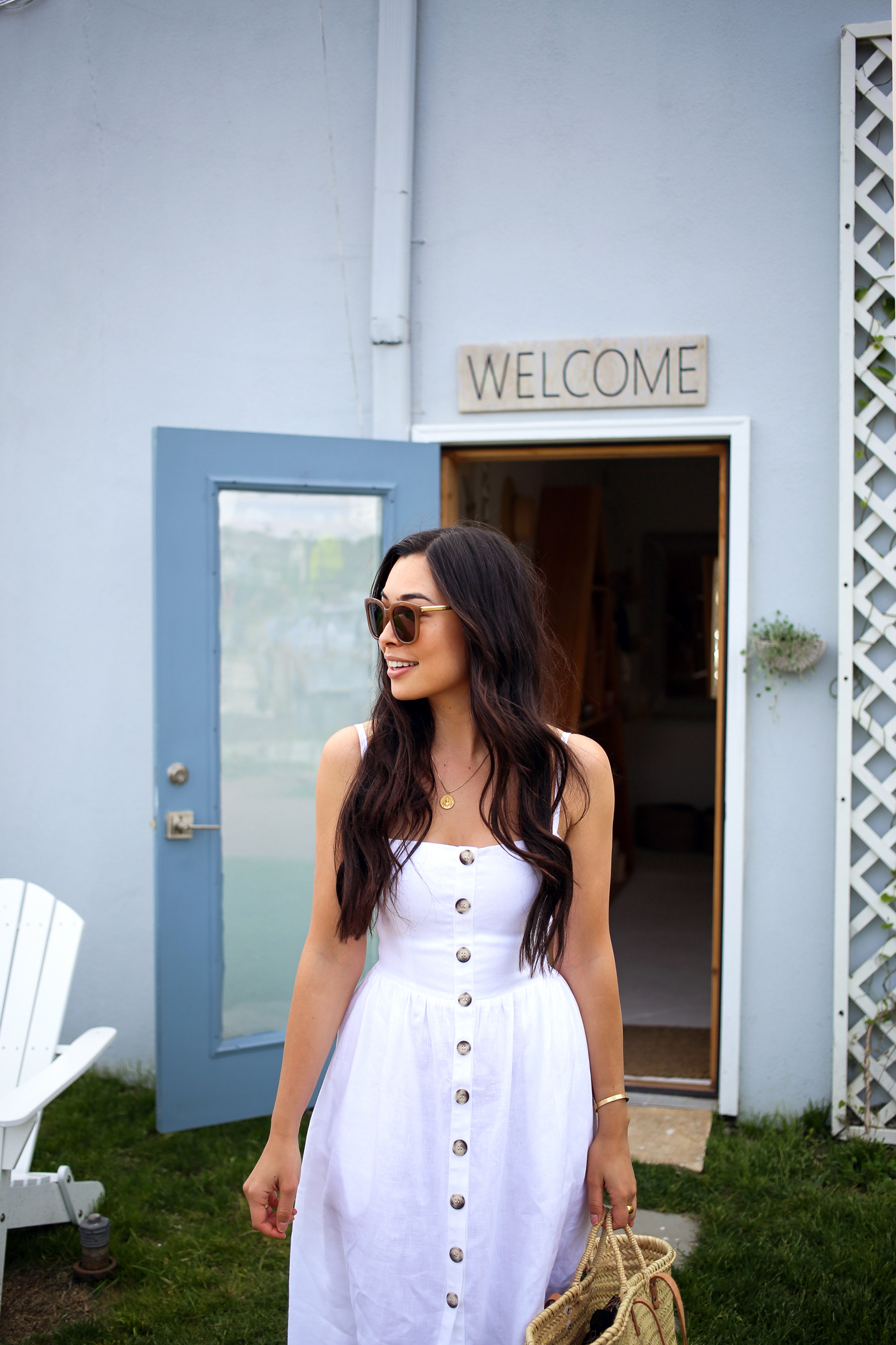 White Linen Dress in Montauk - With Love From Kat